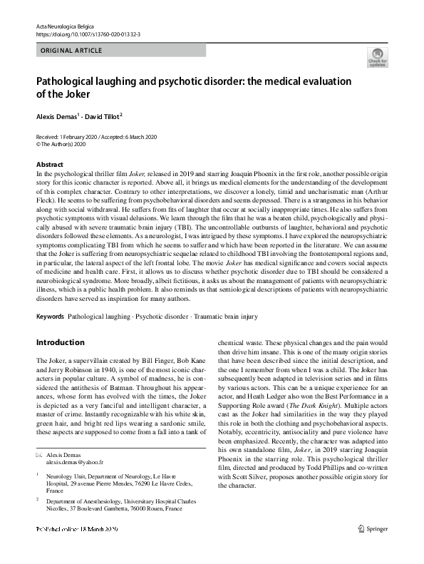 (PDF) Pathological laughing and psychotic disorder: the medical ...