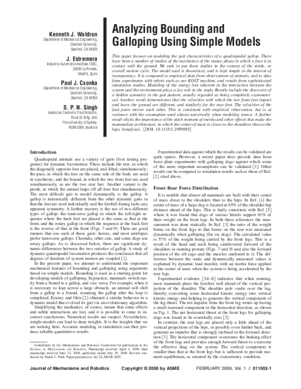 (PDF) Analyzing Bounding and Galloping Using Simple Models