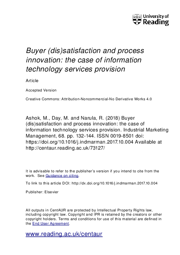 (PDF) Buyer (dis)satisfaction and process innovation: The case of ...
