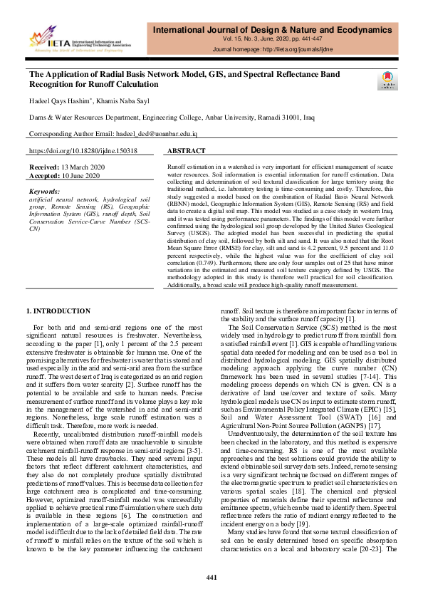 (PDF) The Application of Radial Basis Network Model, GIS, and Spectral Reflectance Band ...