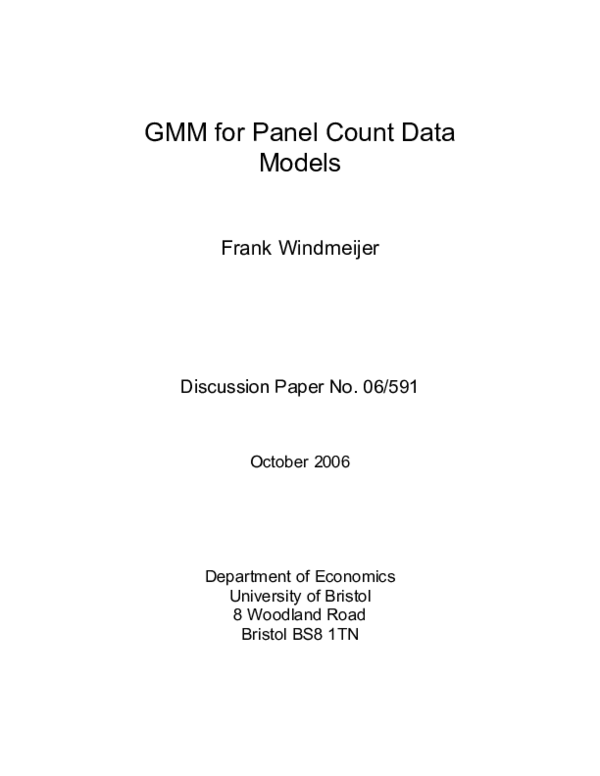 (PDF) GMM for panel count data models