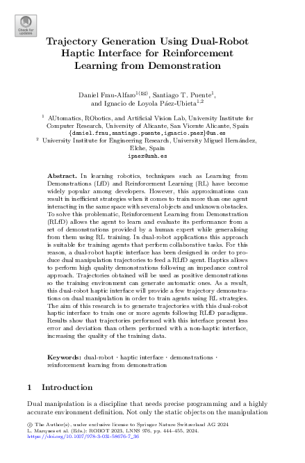 Pdf Trajectory Generation Using Dual Robot Haptic Interface For Reinforcement Learning From