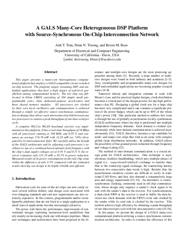 (PDF) A GALS many-core heterogeneous DSP platform with source ...