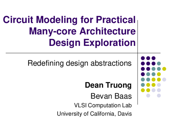 (PDF) Circuit modeling for practical many-core architecture design exploration