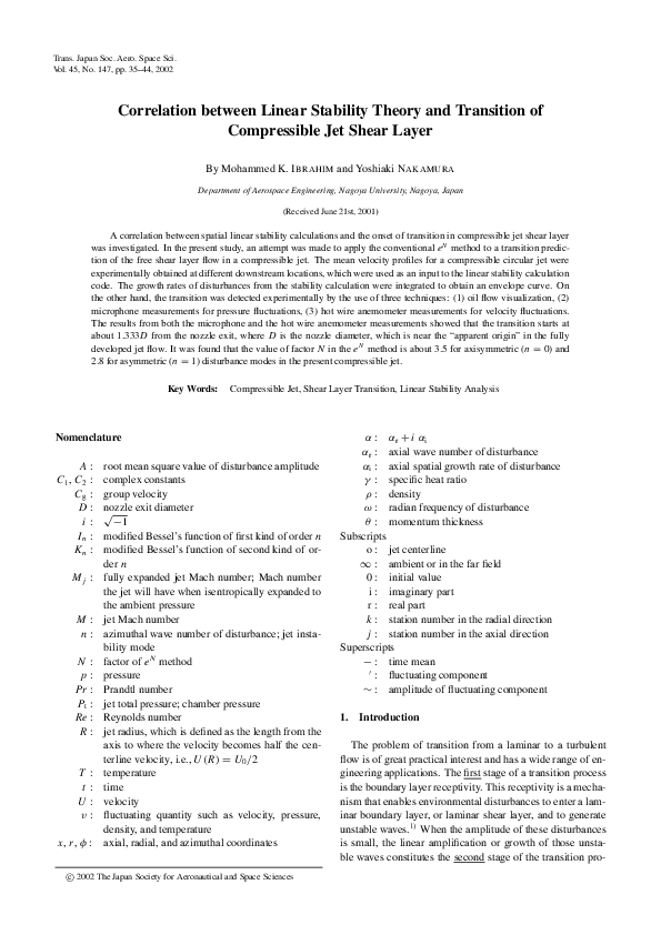 (PDF) Correlation between Linear Stability Theory and Transition of ...