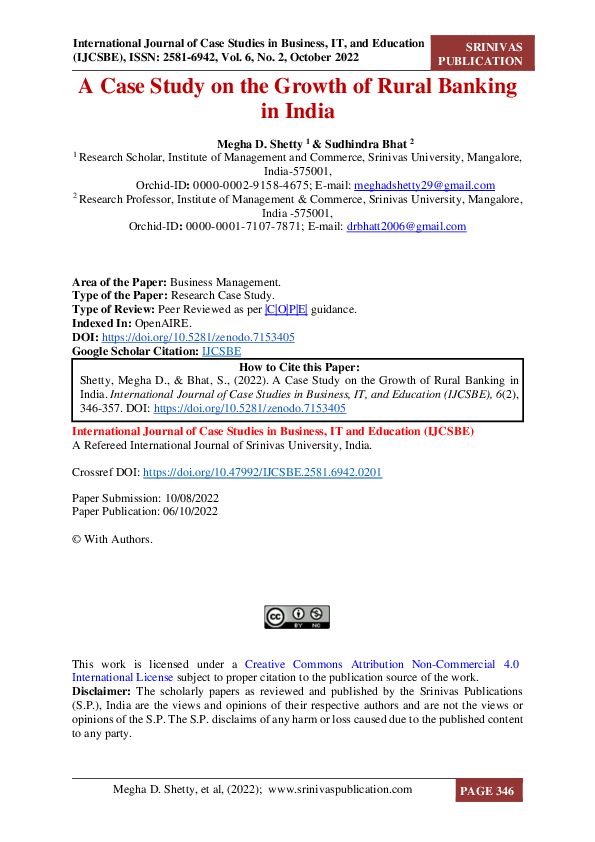 (PDF) A Case Study on the Growth of Rural Banking in India