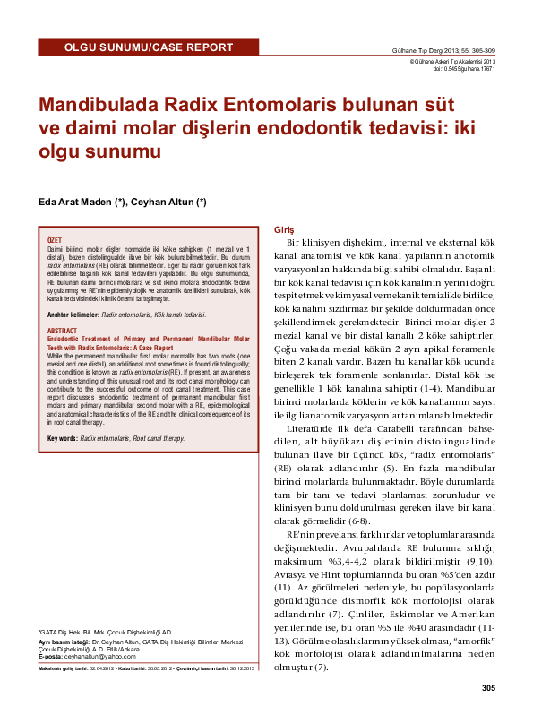 (PDF) Endodontic Treatment of Primary and Permanent Mandibular Molar ...