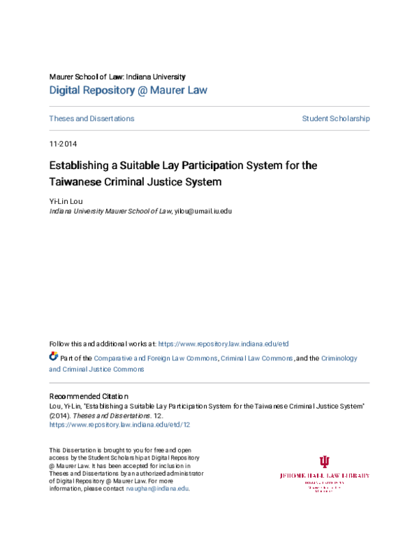 (PDF) Establishing a Suitable Lay Participation System for the ...