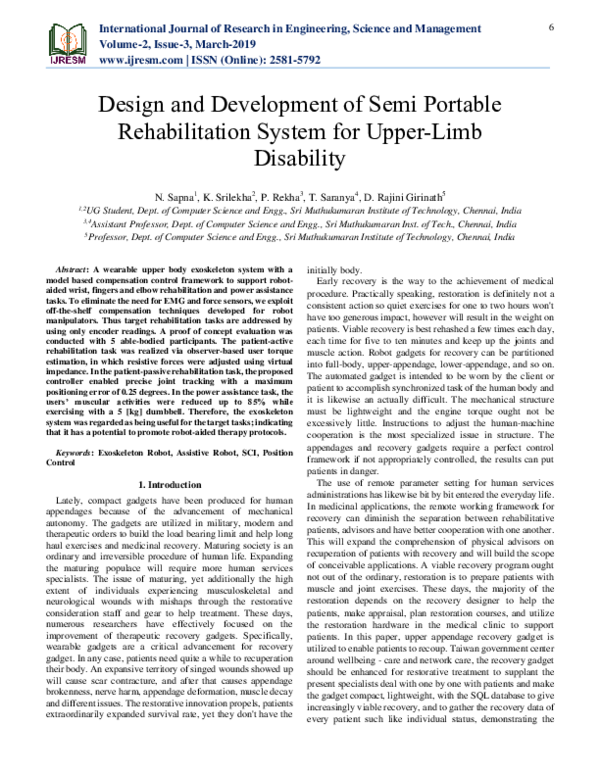 (PDF) Design and Development of Semi Portable Rehabilitation System for ...