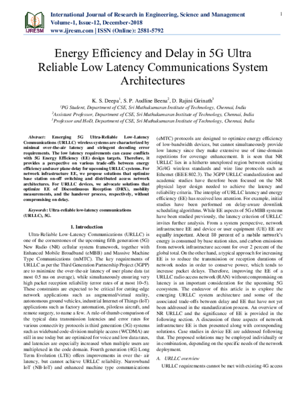 (PDF) Energy Efficiency and Delay in 5G Ultra-Reliable Low-Latency ...