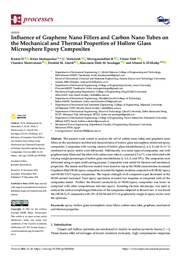 (PDF) Influence of Graphene Nano Fillers and Carbon Nano Tubes on the ...