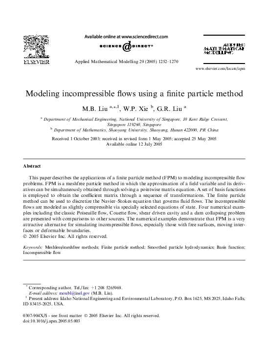 (PDF) Finite Particle Method for Simulating Incompressible Flows