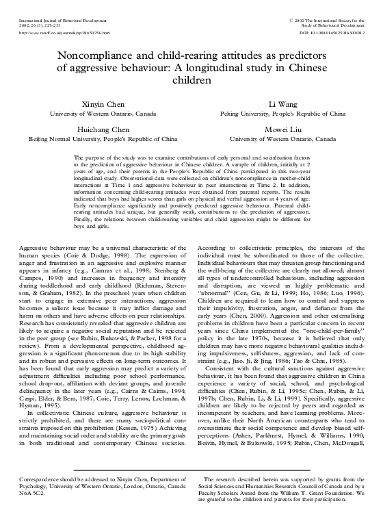 (PDF) Noncompliance and child-rearing attitudes as predictors of ...