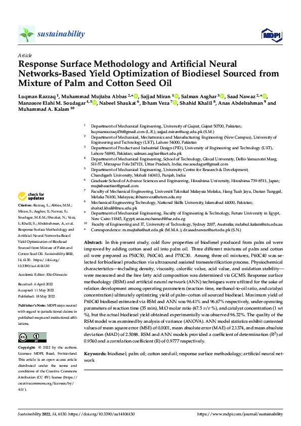 (PDF) Response Surface Methodology and Artificial Neural Networks-Based Yield Optimization of ...