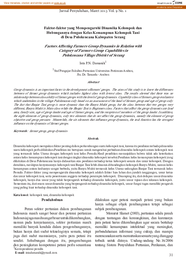 (PDF) Faktor-faktor yang Mempengaruhi Dinamika Kelompok dan Hubungannya dengan Kelas Kemampuan ...