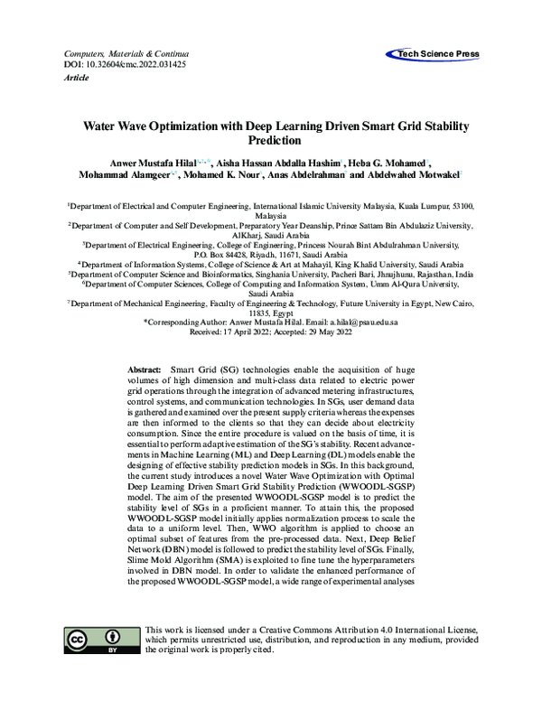 (PDF) Water Wave Optimization with Deep Learning Driven Smart Grid Stability Prediction
