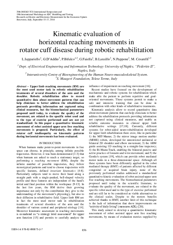 (PDF) Kinematic evaluation of horizontal reaching movements in rotator cuff disease during ...