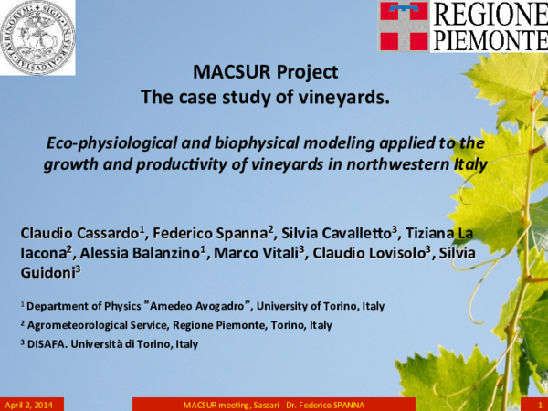 (PDF) Modeling Vineyard Growth in Northwestern Italy