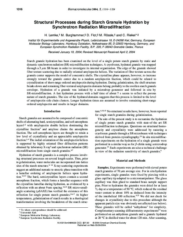 Structural Processes during Starch Granule Hydration by Synchrotron ...