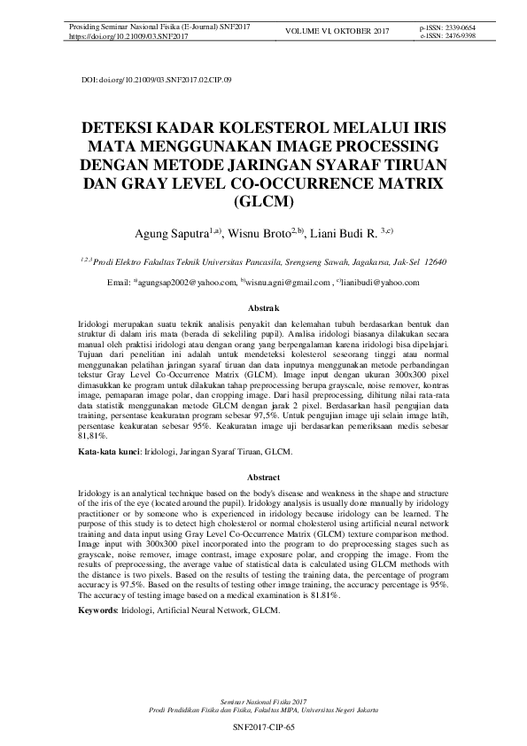 (PDF) Deteksi Kadar Kolesterol Melalui Iris Mata Menggunakan Image Processing Dengan Metode ...