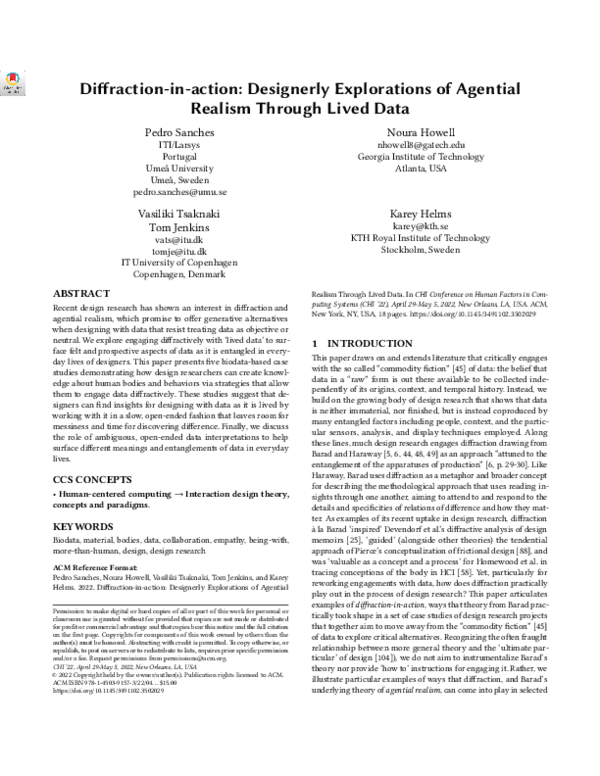 (PDF) Diffraction-in-action: Designerly Explorations of Agential ...