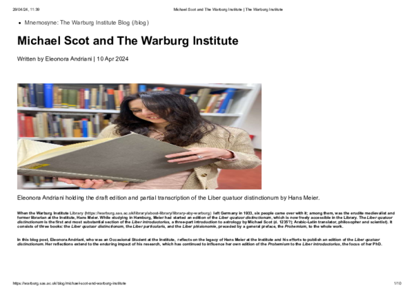 (PDF) Michael Scot and The Warburg Institute