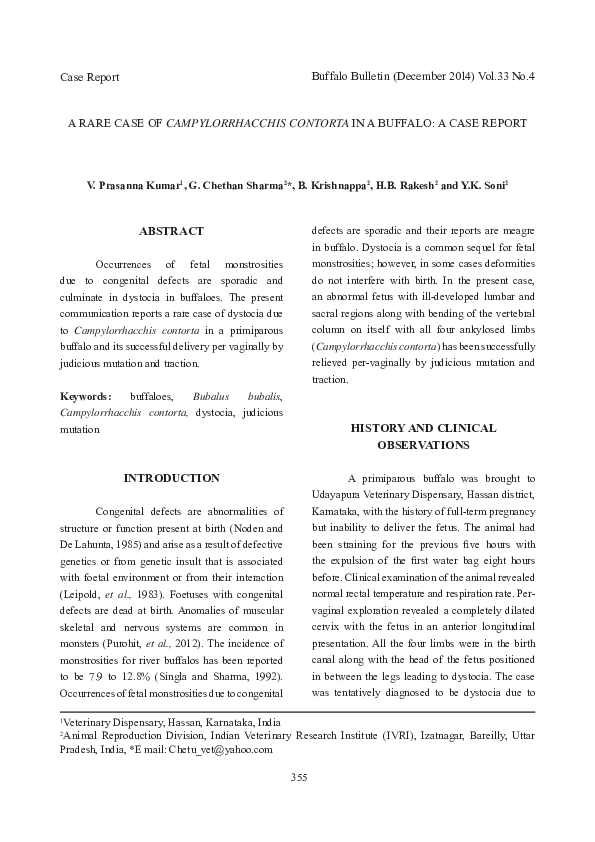 (PDF) A Rare Case of Campylorrhacchis Contorta in a Buffalo: A Case Report