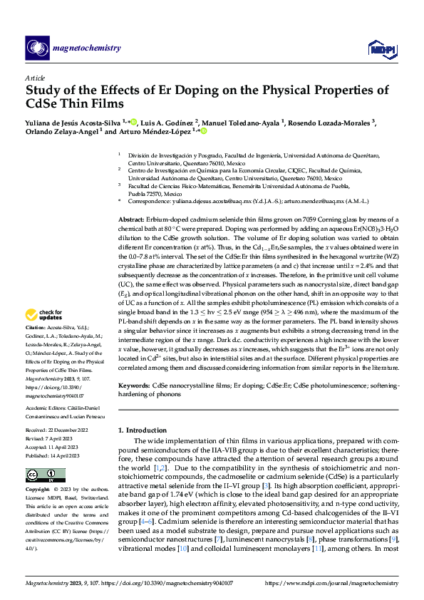 (PDF) Study of the Effects of Er Doping on the Physical Properties of ...