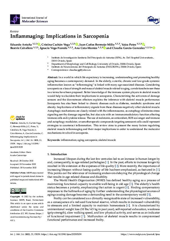 (PDF) Inflammaging: Implications in Sarcopenia