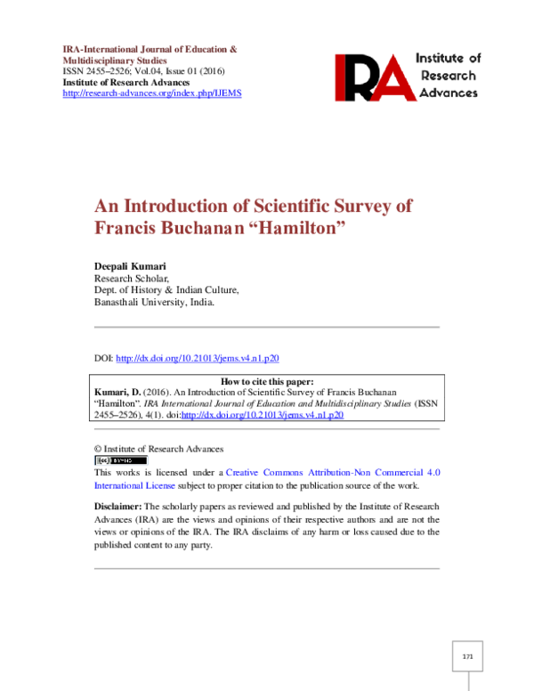 (PDF) An Introduction of Scientific Survey of Francis Buchanan “Hamilton”