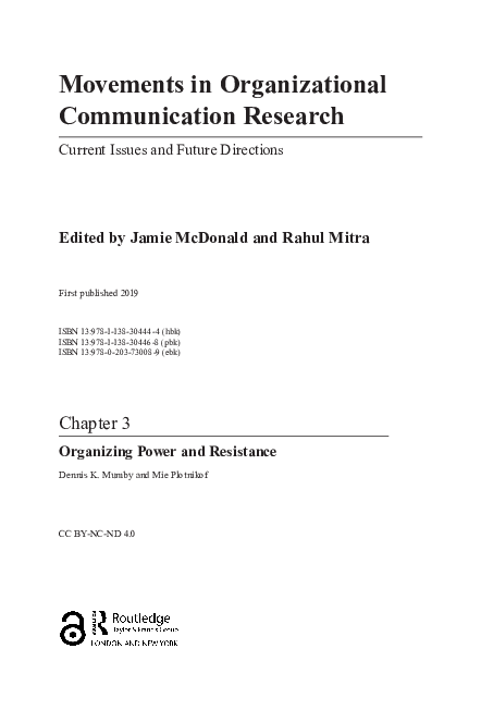 (PDF) Organizing Power and Resistance
