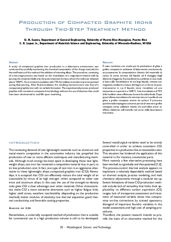 (PDF) Production of Compacted Graphite Irons Through Two-Step Treatment ...