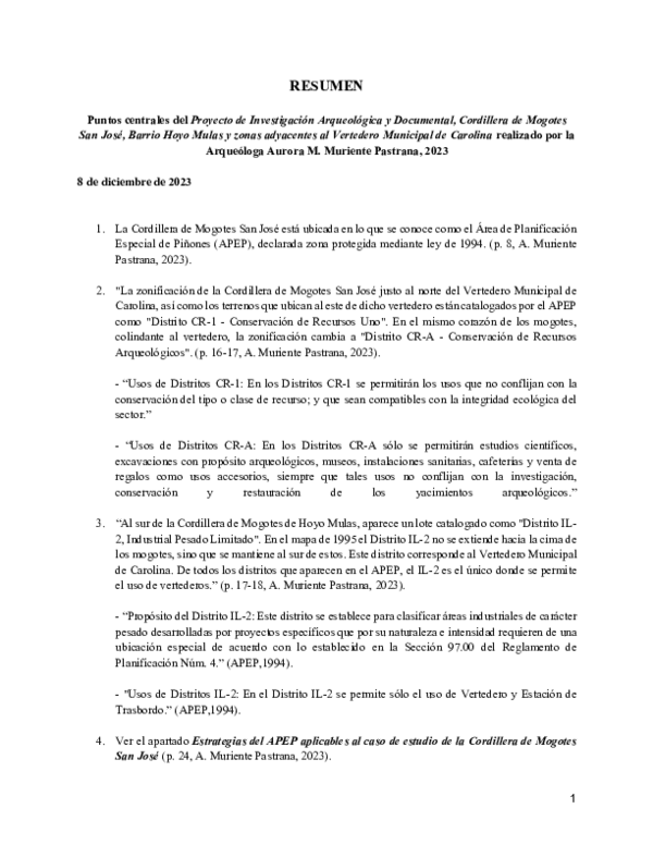(PDF) Puntos centrales del Proyecto de Investigación Arqueológica y ...