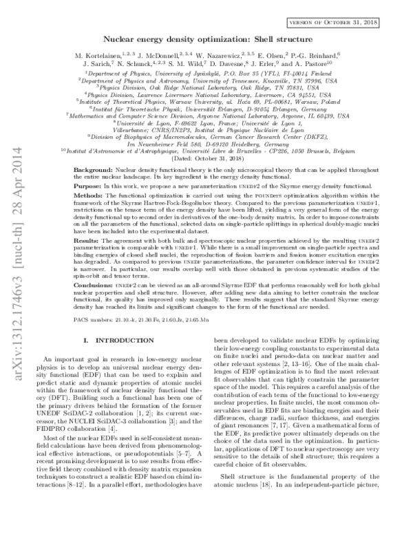 (PDF) Nuclear energy density optimization: Shell structure