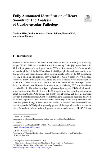 Pdf Fully Automated Identification Of Heart Sounds For The Analysis Of Cardiovascular