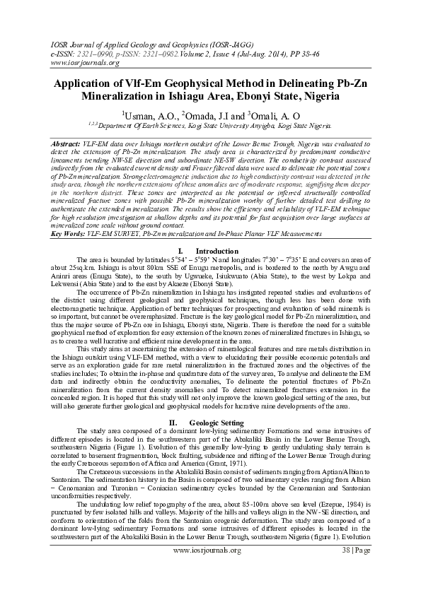 (PDF) Application of Vlf-Em Geophysical Method in Delineating Pb-Zn ...