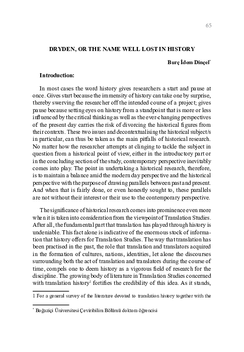 (PDF) Dryden, or the Name Well Lost in History