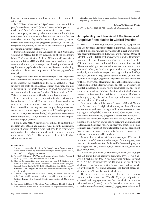 (PDF) Acceptability and Perceived Effectiveness of Cognitive ...