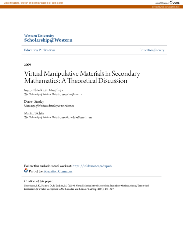 (PDF) Virtual Manipulative Materials in Secondary Mathematics: A ...