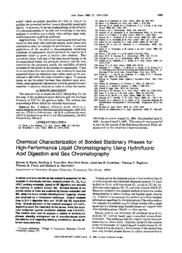 (PDF) Chemical characterization of bonded stationary phases for high ...