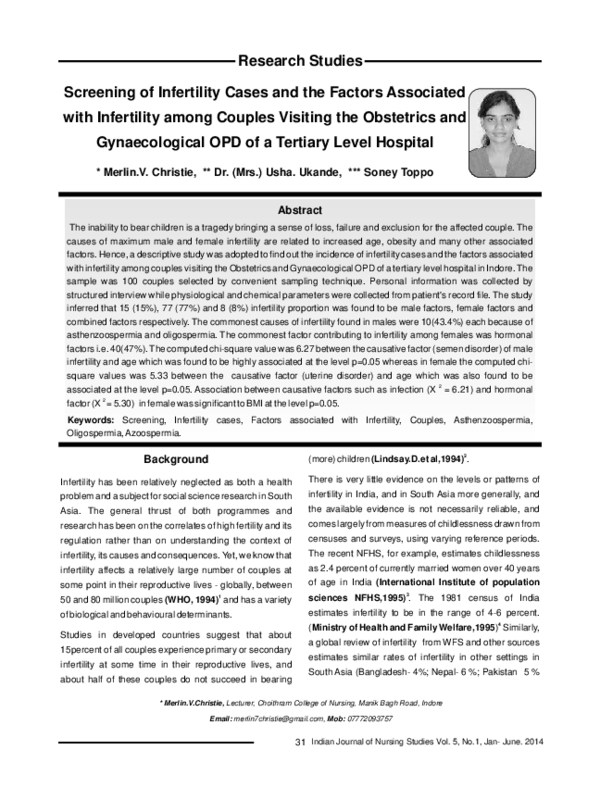 (PDF) Screening of Infertility Cases and the Factors Associated with ...