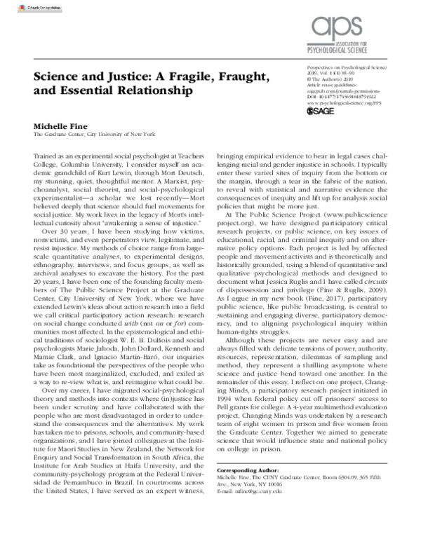 (PDF) Science and Justice: A Fragile, Fraught, and Essential Relationship