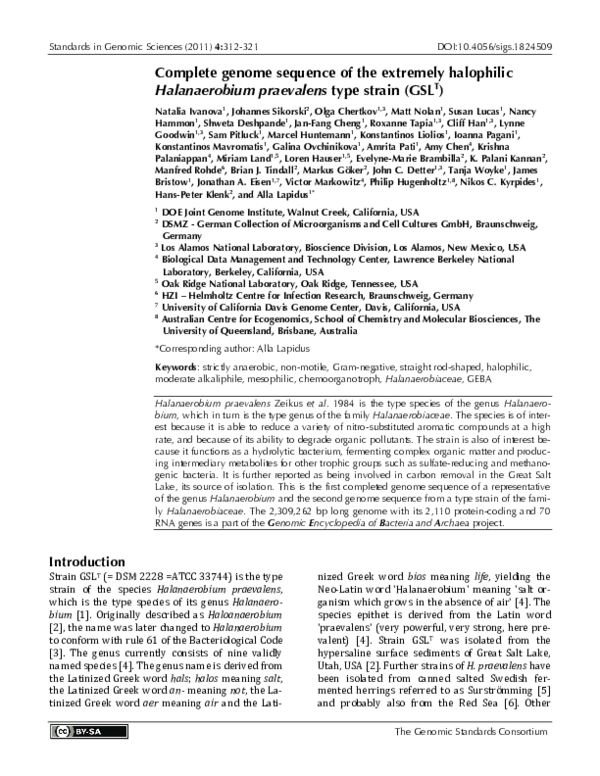 (PDF) Complete genome sequence of the extremely halophilic ...