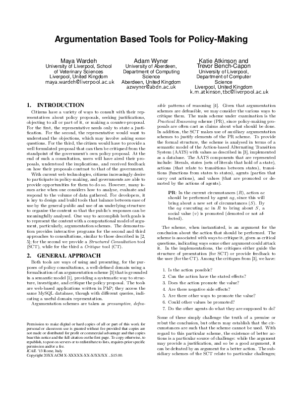 (PDF) Argumentation based tools for policy-making | Adam Wyner - Academia.edu