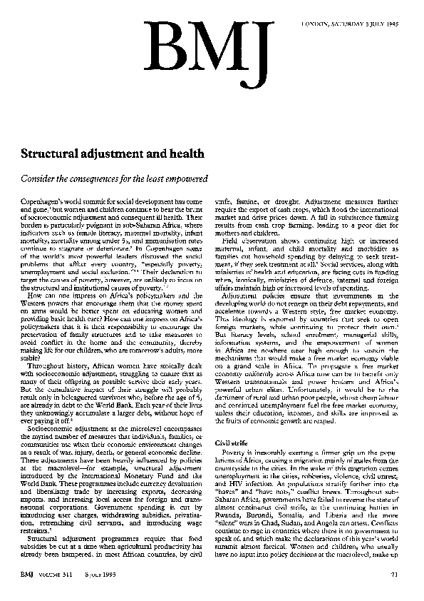 (PDF) Structural adjustment and health