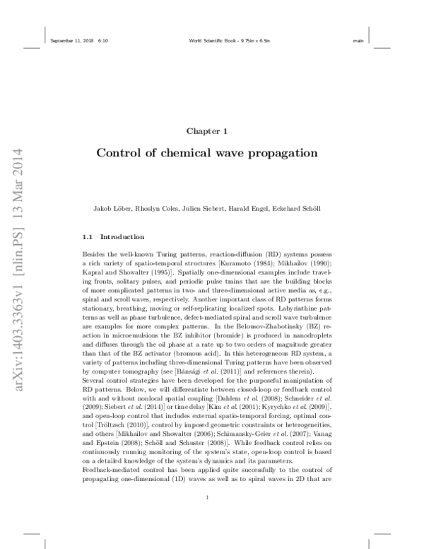 (PDF) Control of Chemical Wave Propagation