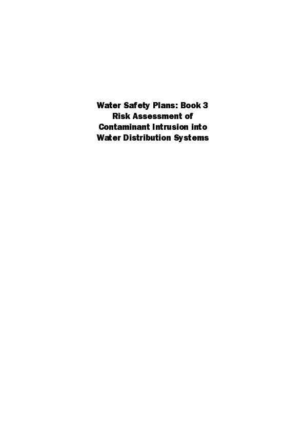 (PDF) Water safety plans - Book 3: Risk assessment of contaminant ...