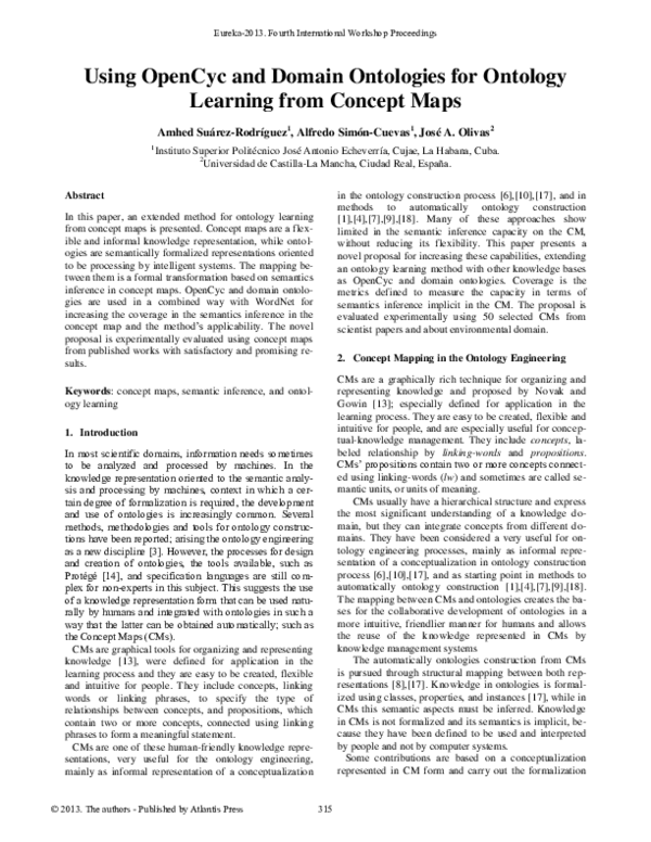 (PDF) Using OpenCyc and Domain Ontologies for Ontology Learning from Concept Maps
