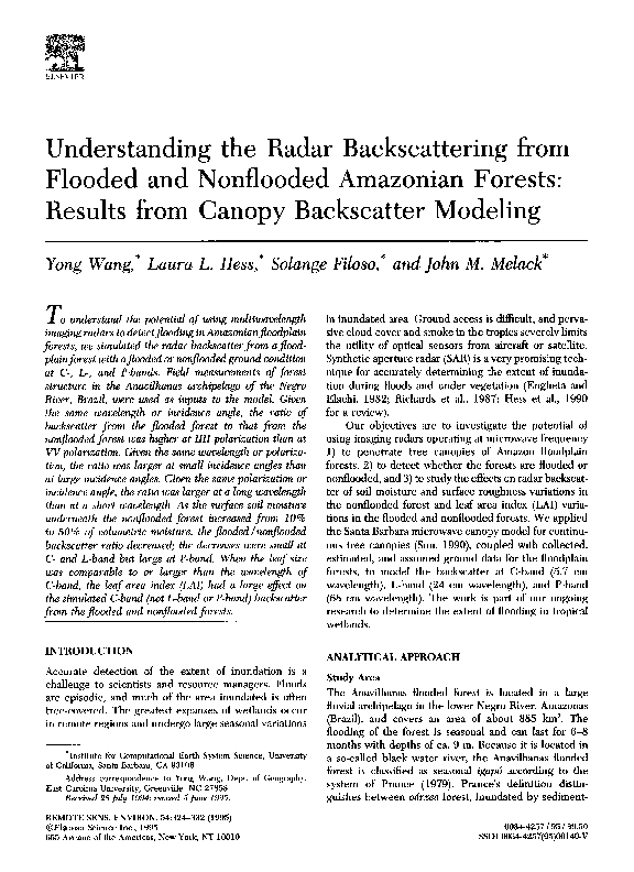 (PDF) Understanding the radar backscattering from flooded and ...