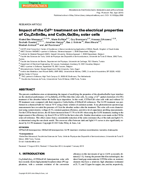 (PDF) Impact of the Cd2+ treatment on the electrical properties of ...